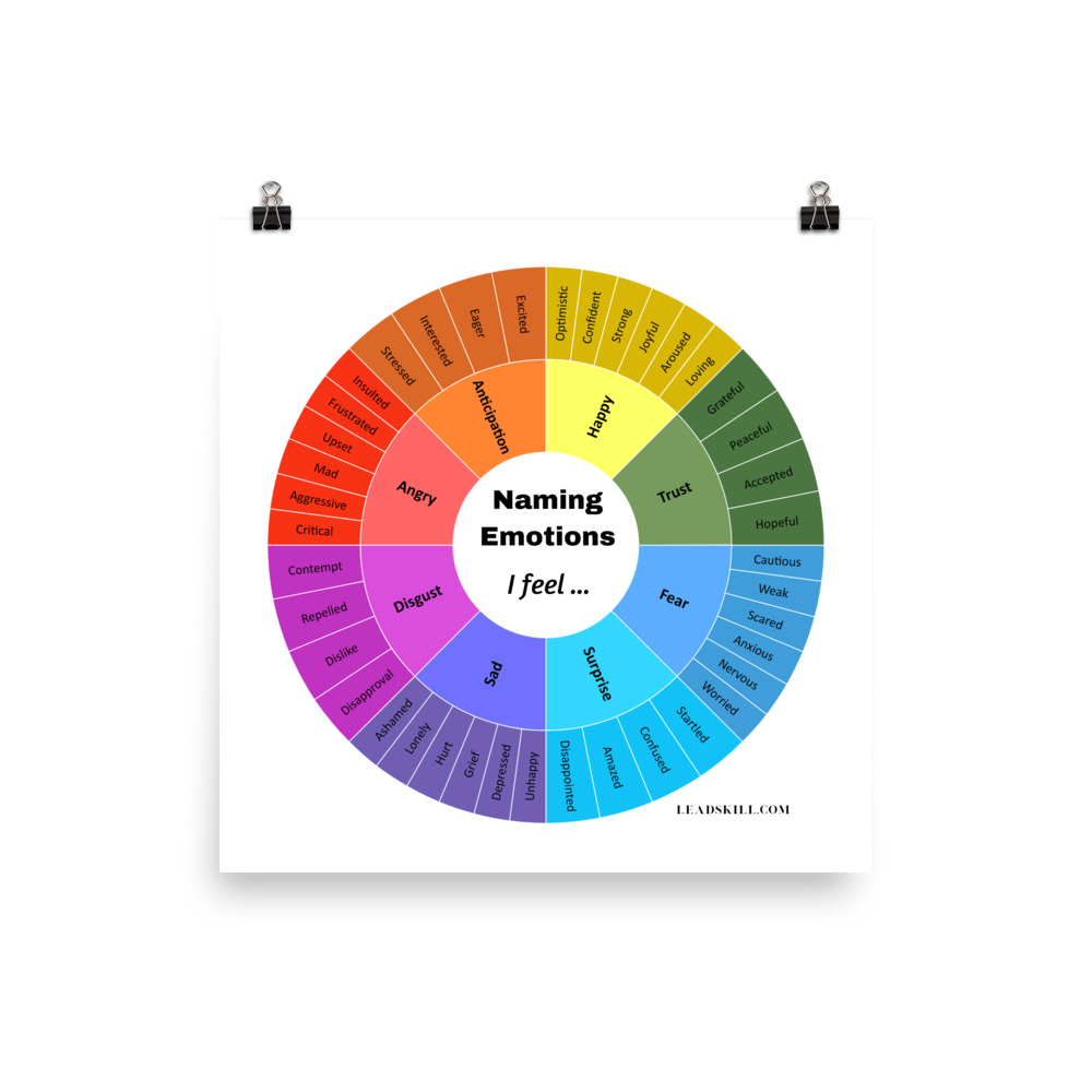 NAMING EMOTIONS | Square Poster Print | 48 Emotions Wheel - Leadskill